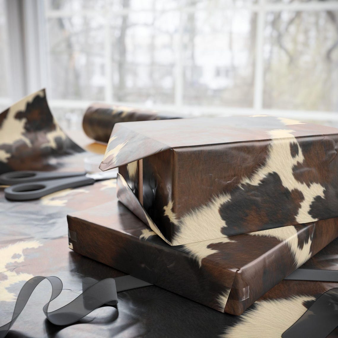 Realistic Cowhide Pattern Wrapping Paper | Animal Print Gift Wrap - Etsy