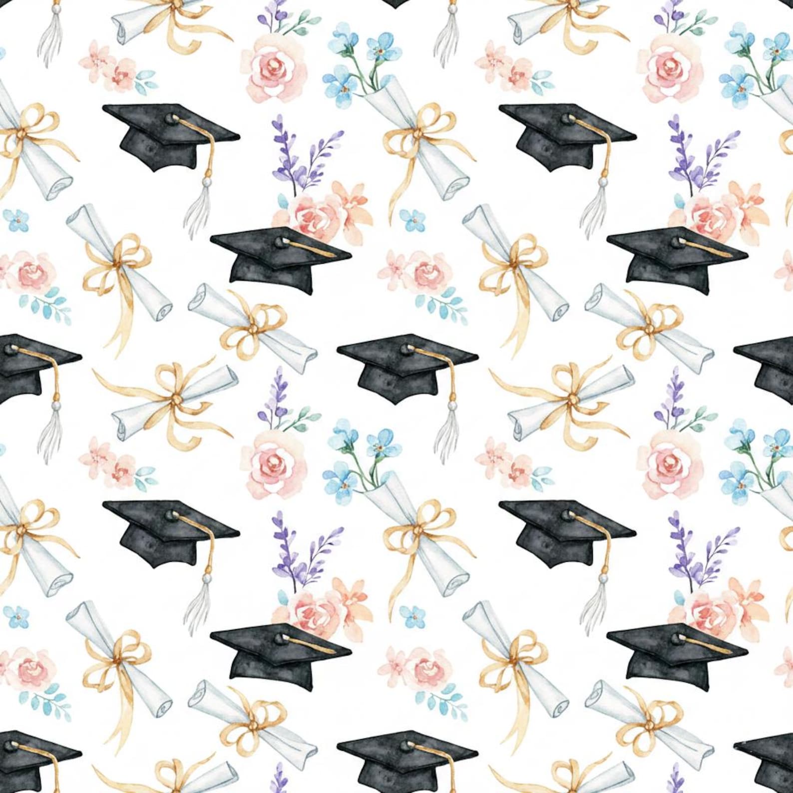 Floral Graduation Cap Wrapping Paper, Graduation Gift Wrap for Grad ...