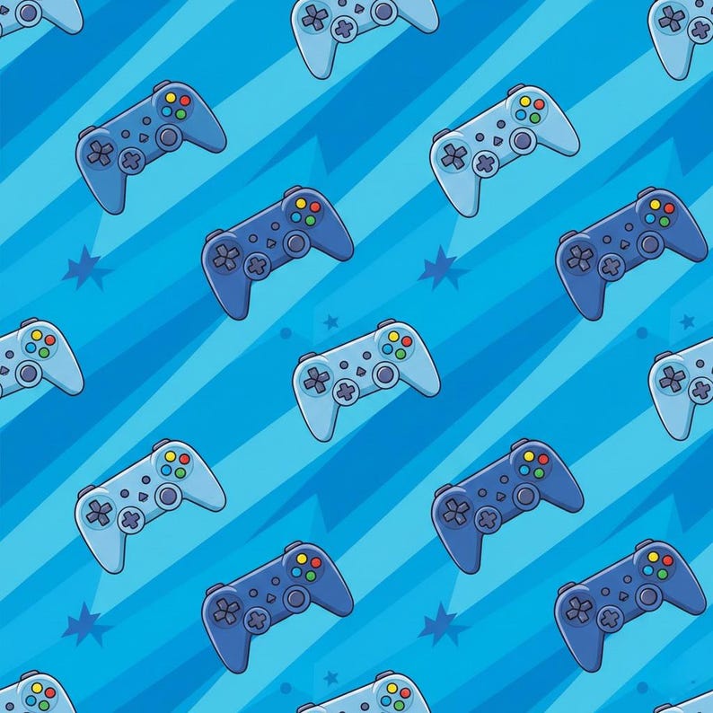 Video Game Controllers Wrapping Paper | Gamer Pattern Blue - Etsy