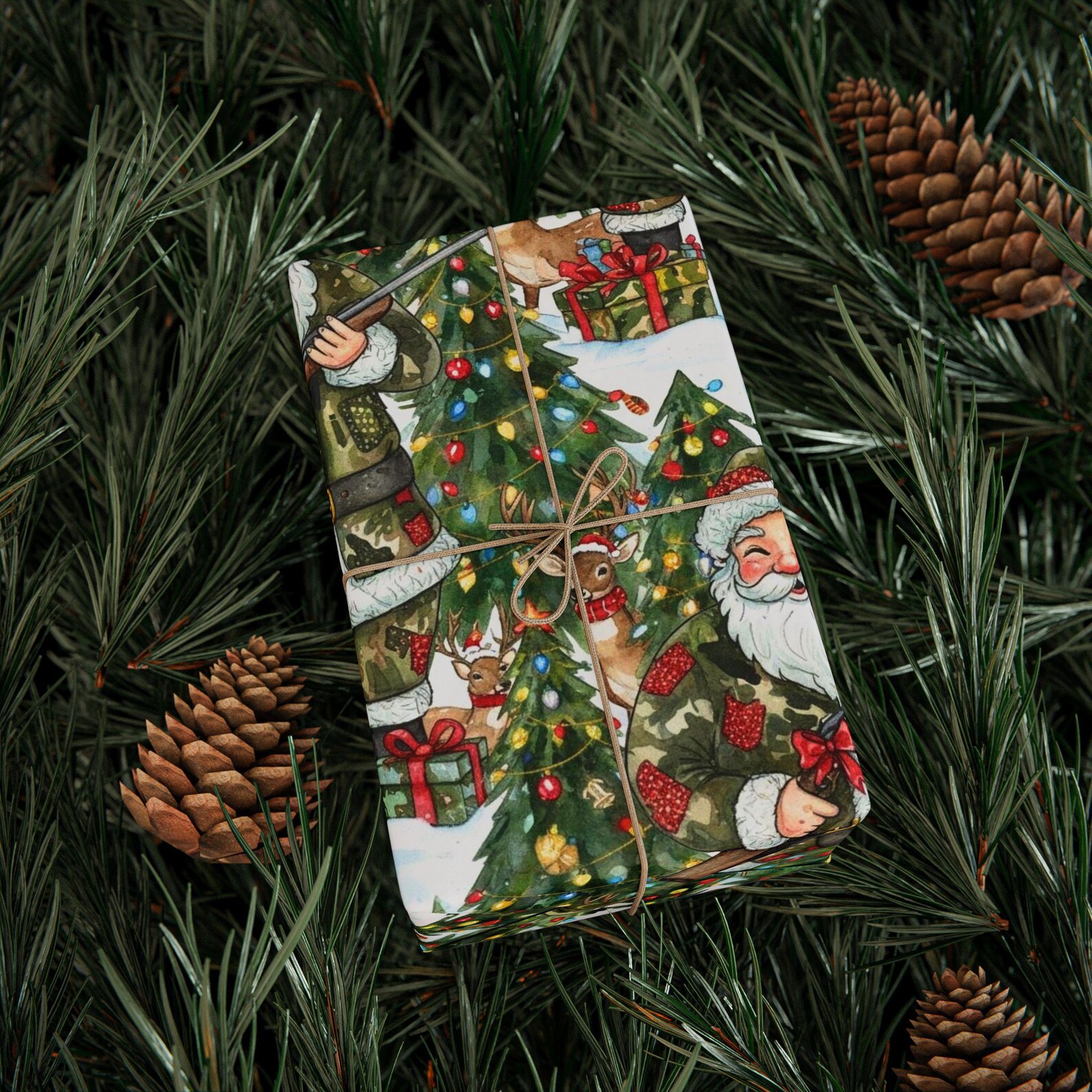 Santa Hunting Camo Wrapping Paper: Funny Christmas Gift Wrap - Etsy
