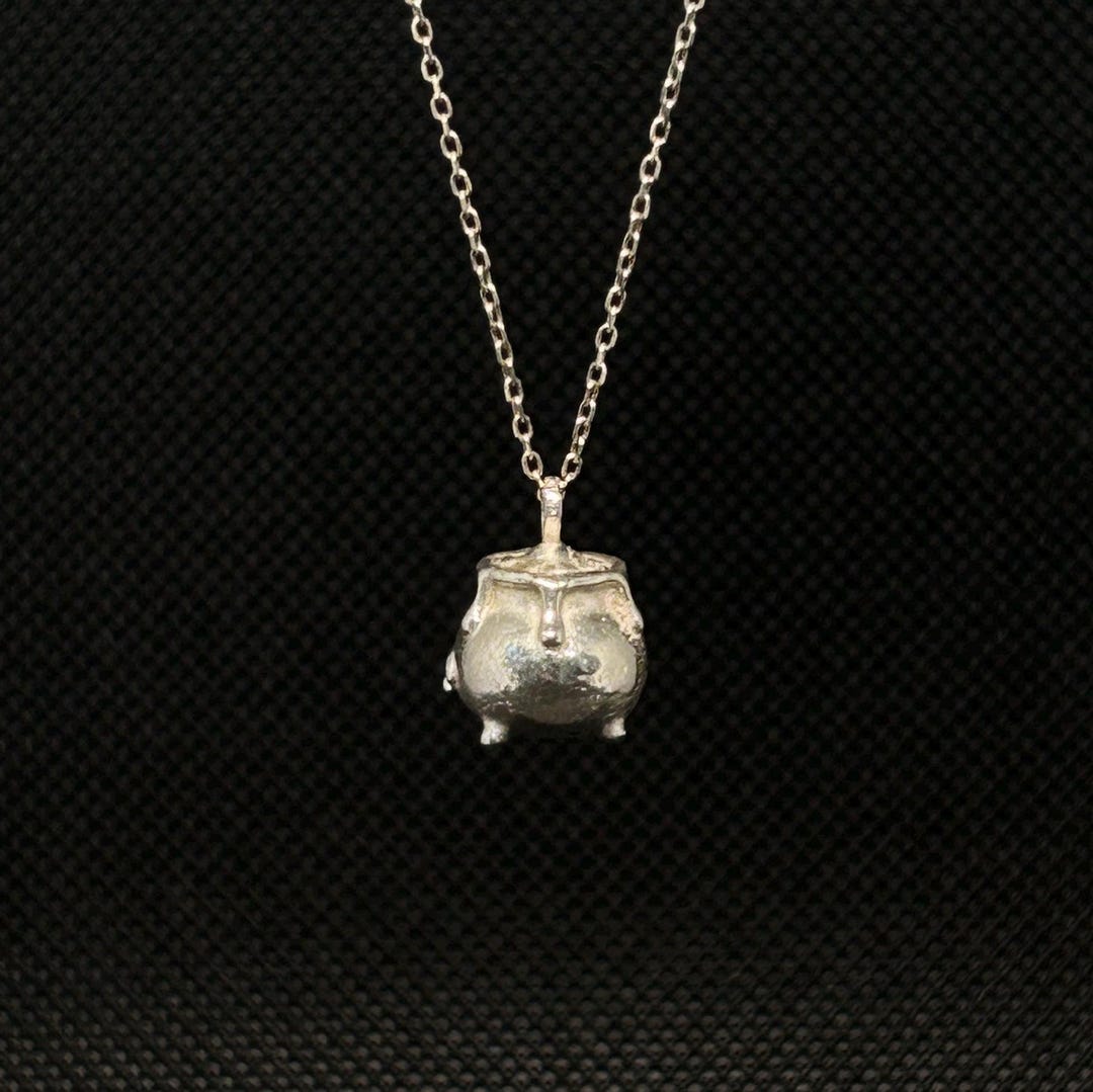 Handmade Sterling Silver Witch Potion Cauldron Necklace, Fantasy ...
