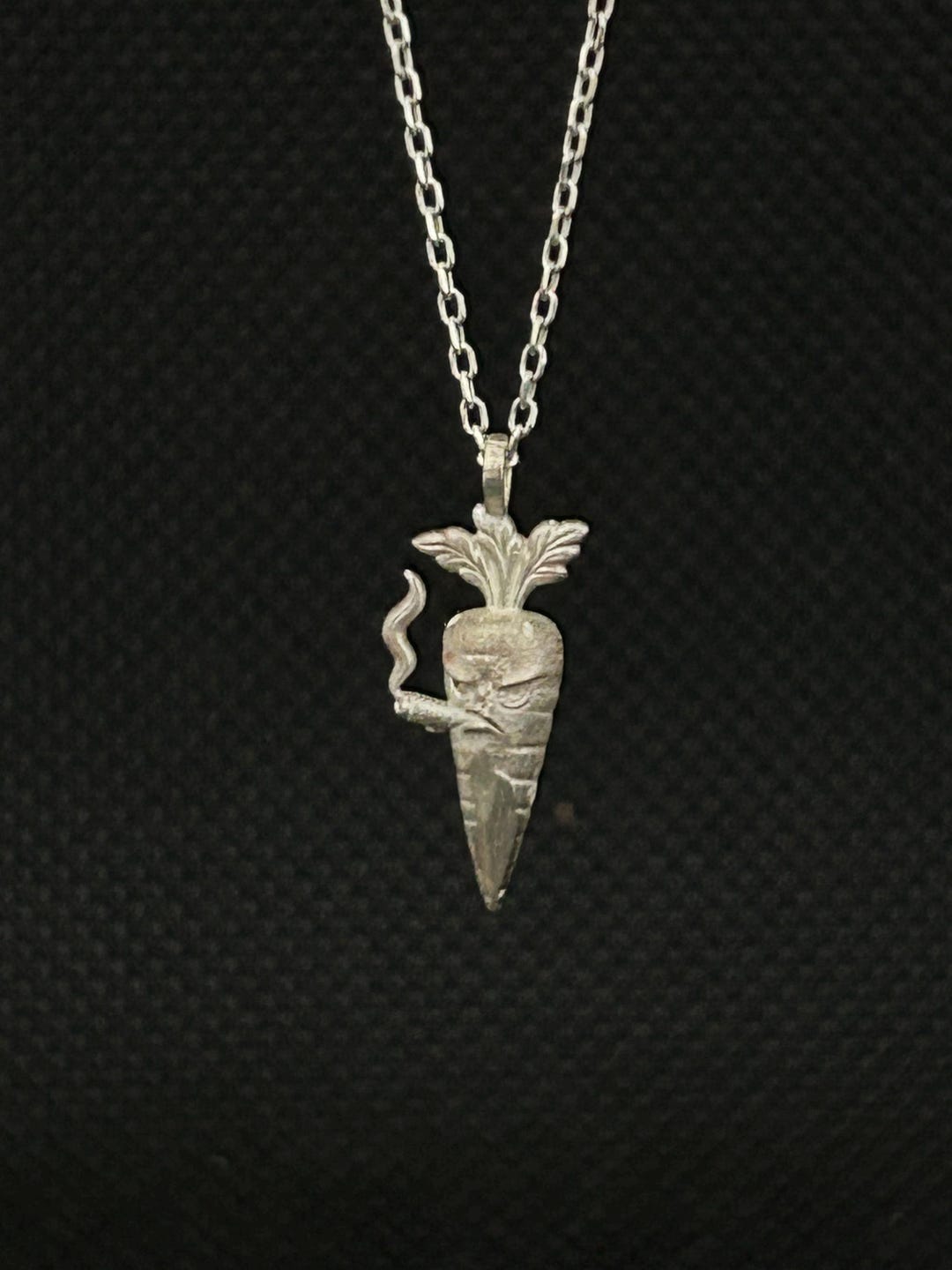 Smoking Carrot Necklace – Sterling Silver Veggie Pendant, Quirky ...