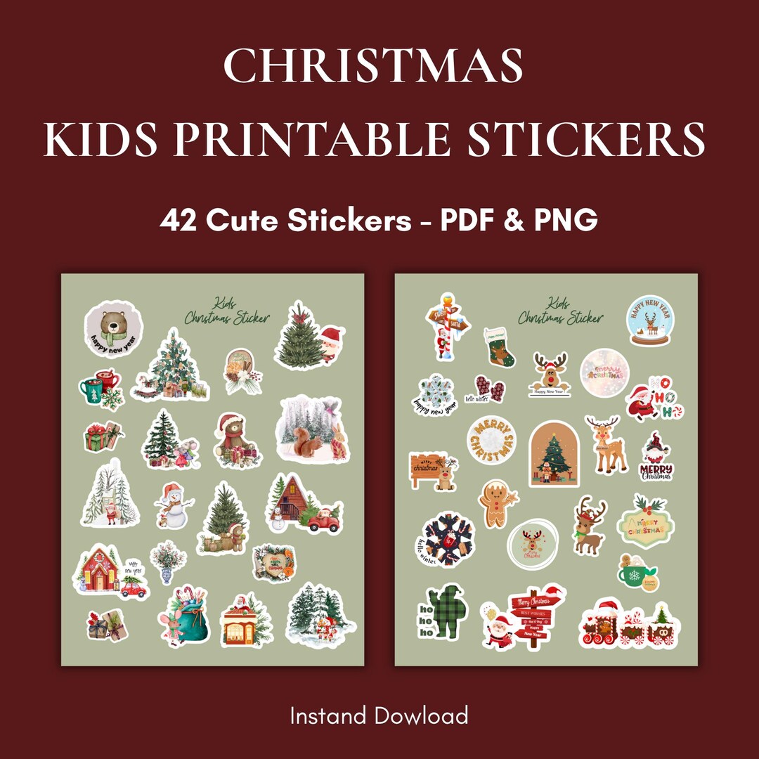 Christmas Kids Printable Stickers | Kids Sticker Sheets | A4 & Letter ...