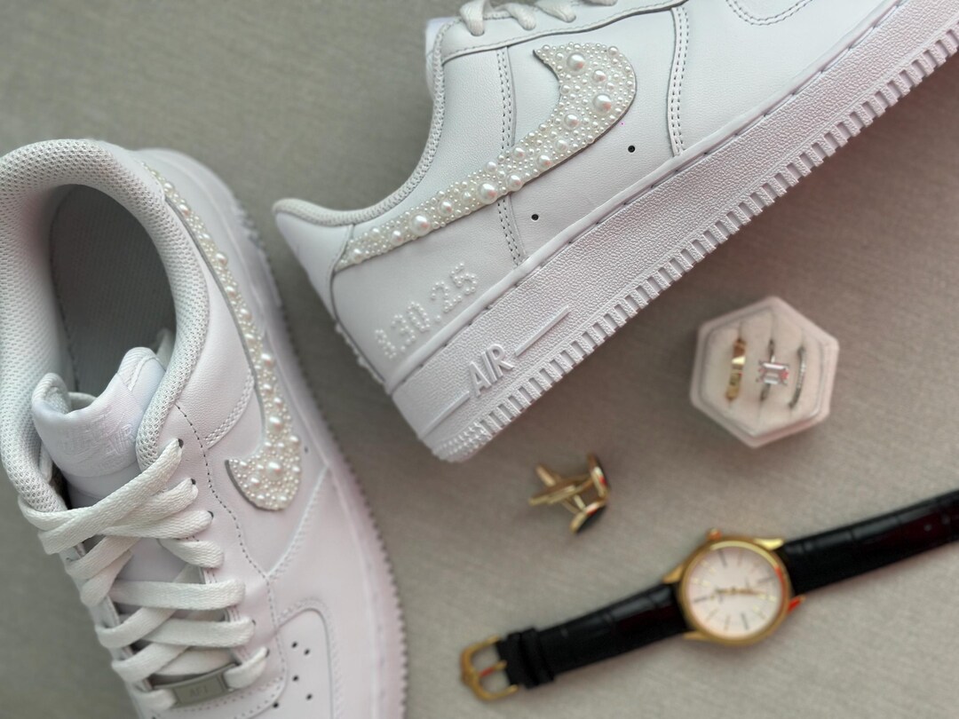 Custom Pearl Wedding Air Force 1s: Personalized Bridal Shoes - Etsy