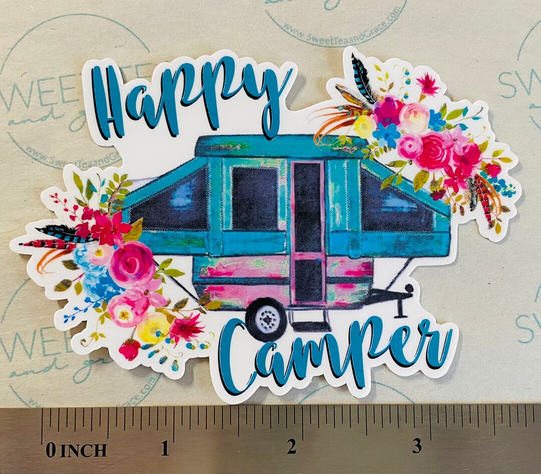 Happy Camper Sticker - POPUP Camper Sticker - Stickers for Coolers ...