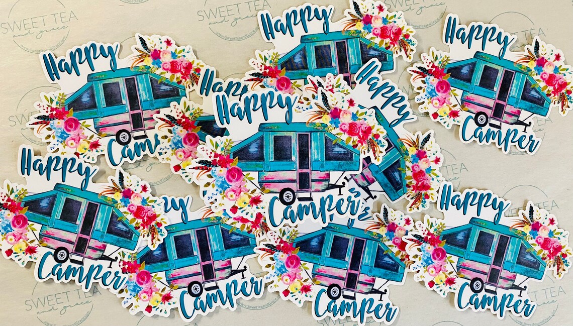 Happy Camper Sticker POPUP Camper Sticker Stickers for - Etsy