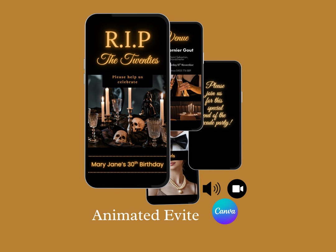 RIP 20's Animatedinvitation Video for 30th Birthday Celebration Digital ...