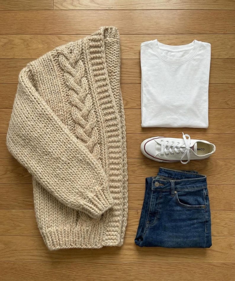 Chunky Cable Cardigan Knitting Pattern | 15mm Needles | Oversized ...