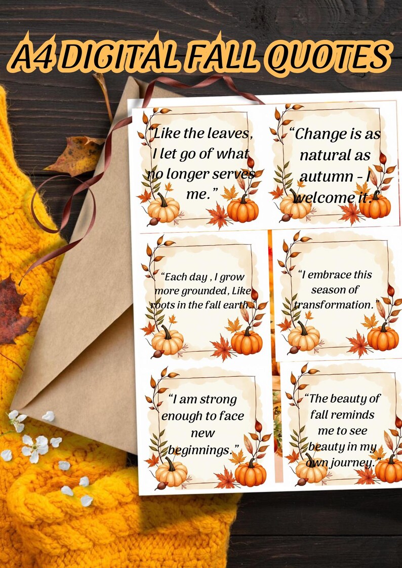 Printable Fall Quotes Bundle – 30 Autumn Motivational & Cozy Cards ...