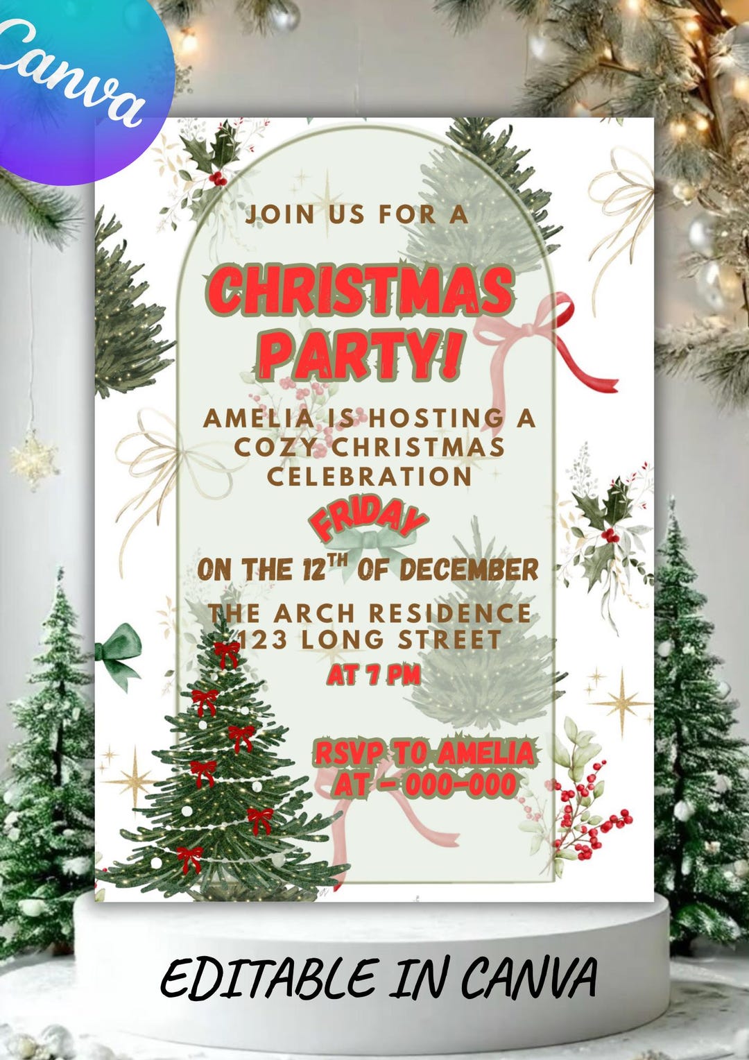 Christmas Tree Party Invitation Template - Etsy