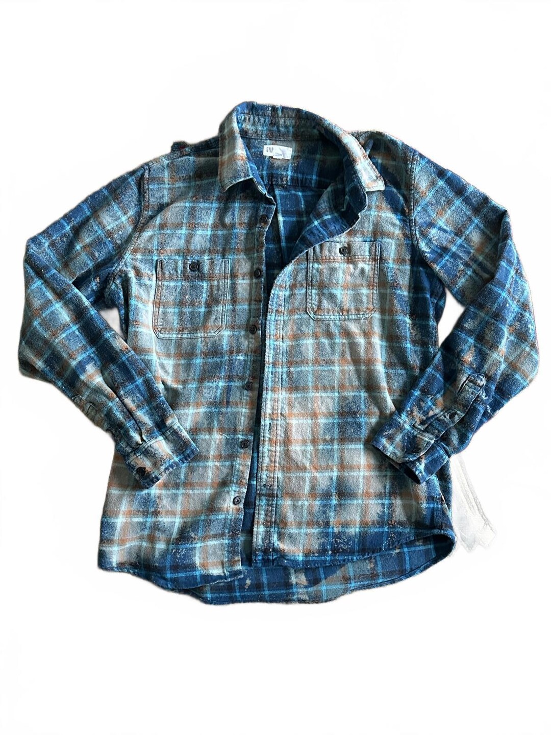 Upcycled Bleached Plaid Flannel Shirt | GAP Unisex Large | Punk Grunge ...