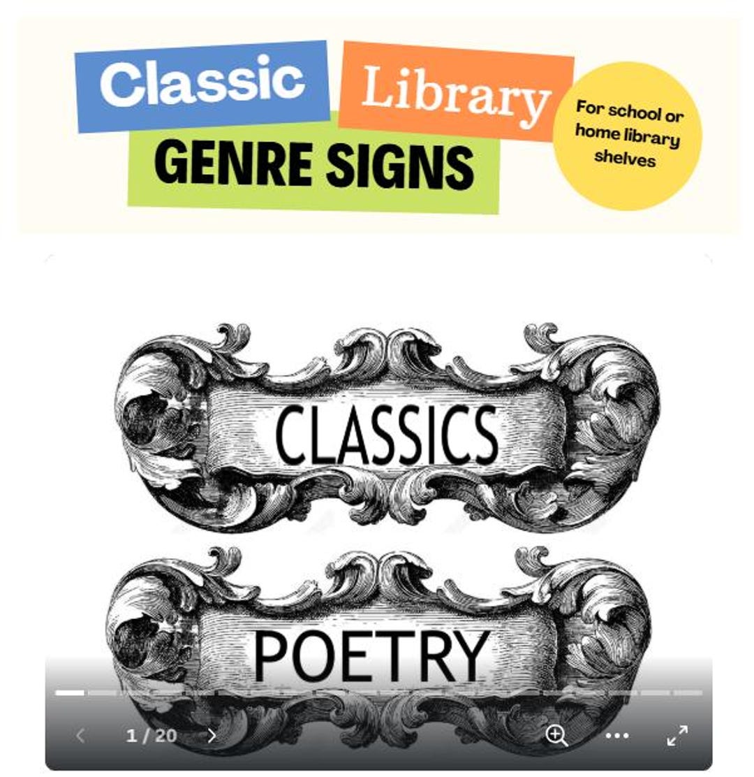 Library Genre Signs - Etsy