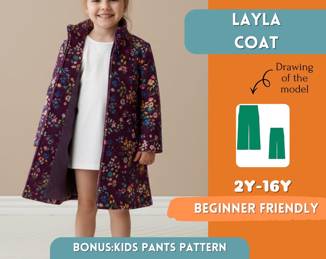 Kids Coat Sewing Pattern, PDF Girl & Toddler Jacket Pattern, Easy ...