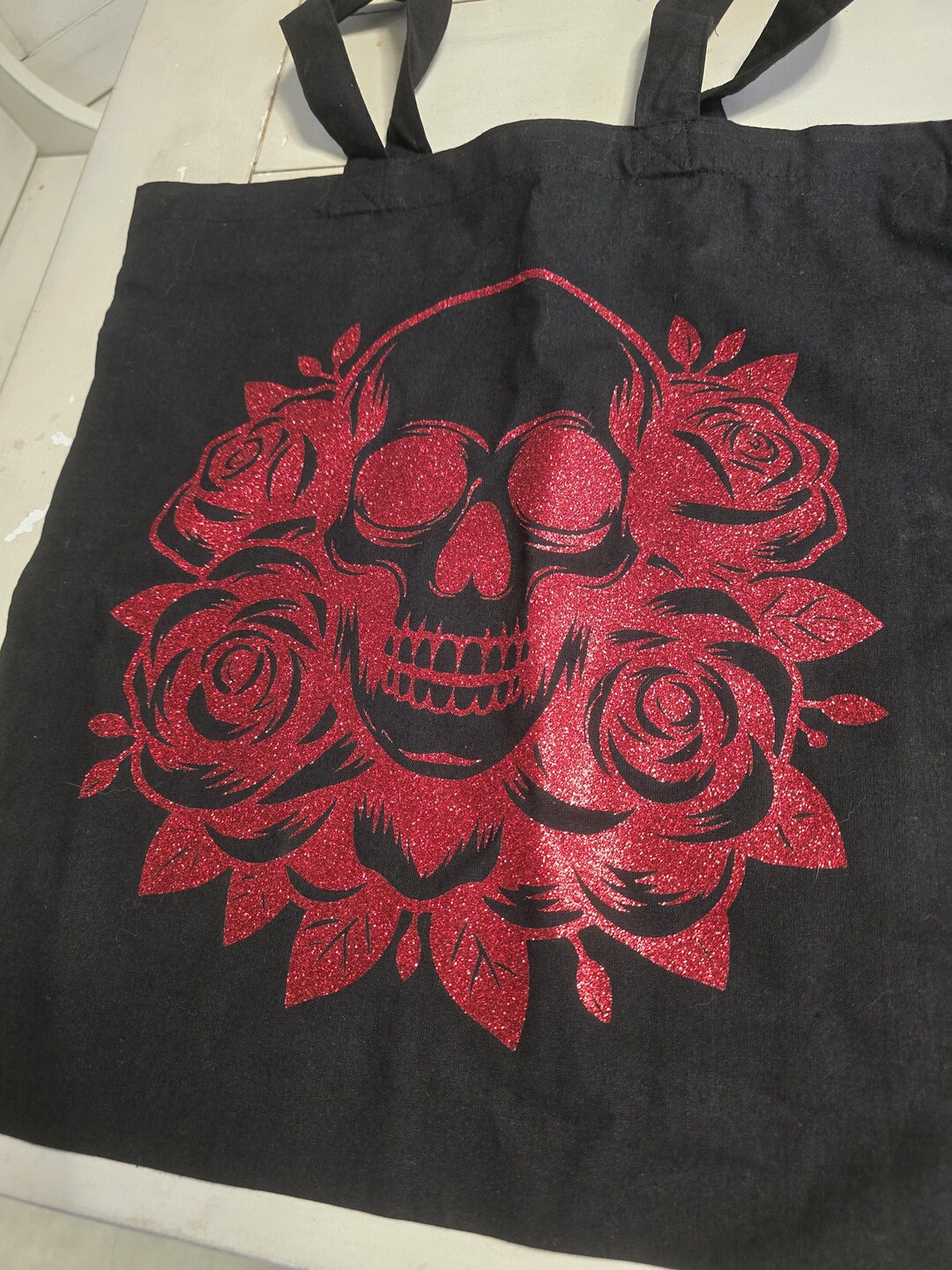 Halloween "boo" Bag-skull and Roses - Etsy