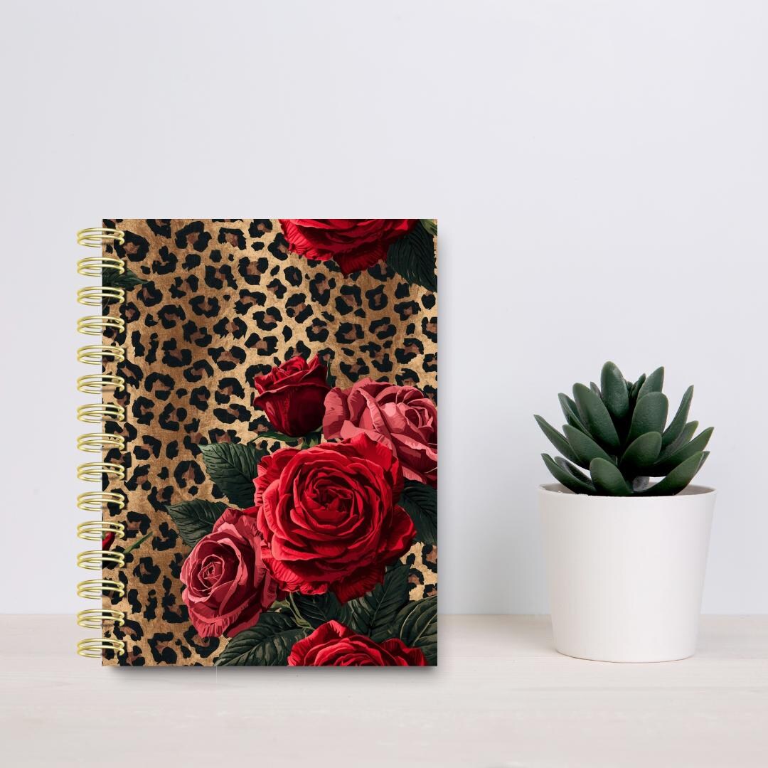 Leopard Print Rose Spiral Journal | Bold Glam Notebook - Etsy