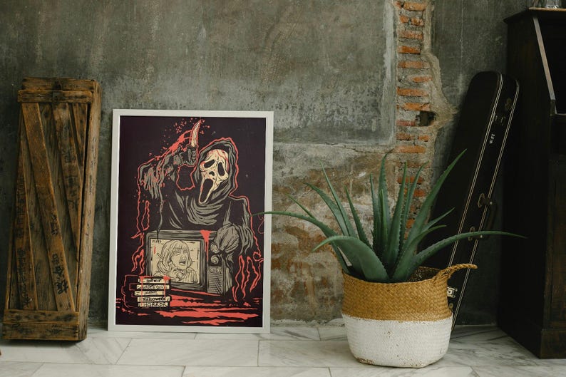 Scream Ghostface Horror Movie Poster - Retro 90s Slasher Art - Casey ...