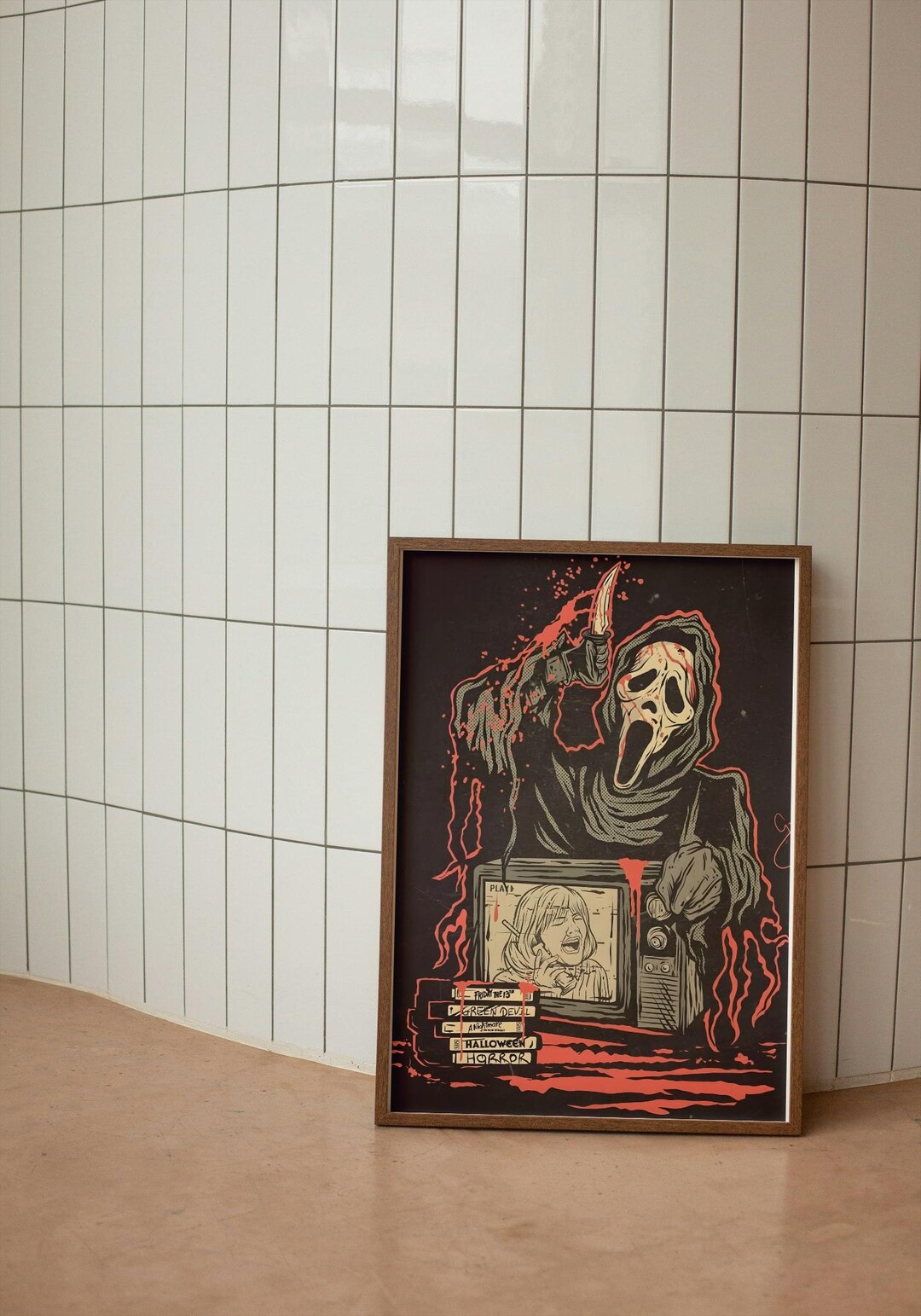 Scream Ghostface Horror Movie Poster - Retro 90s Slasher Art - Casey ...