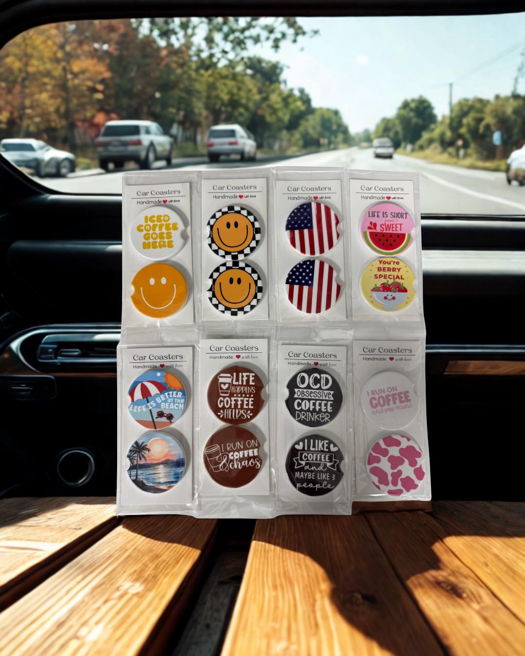 Ceramic Car Coasters – Set of 2 - Etsy