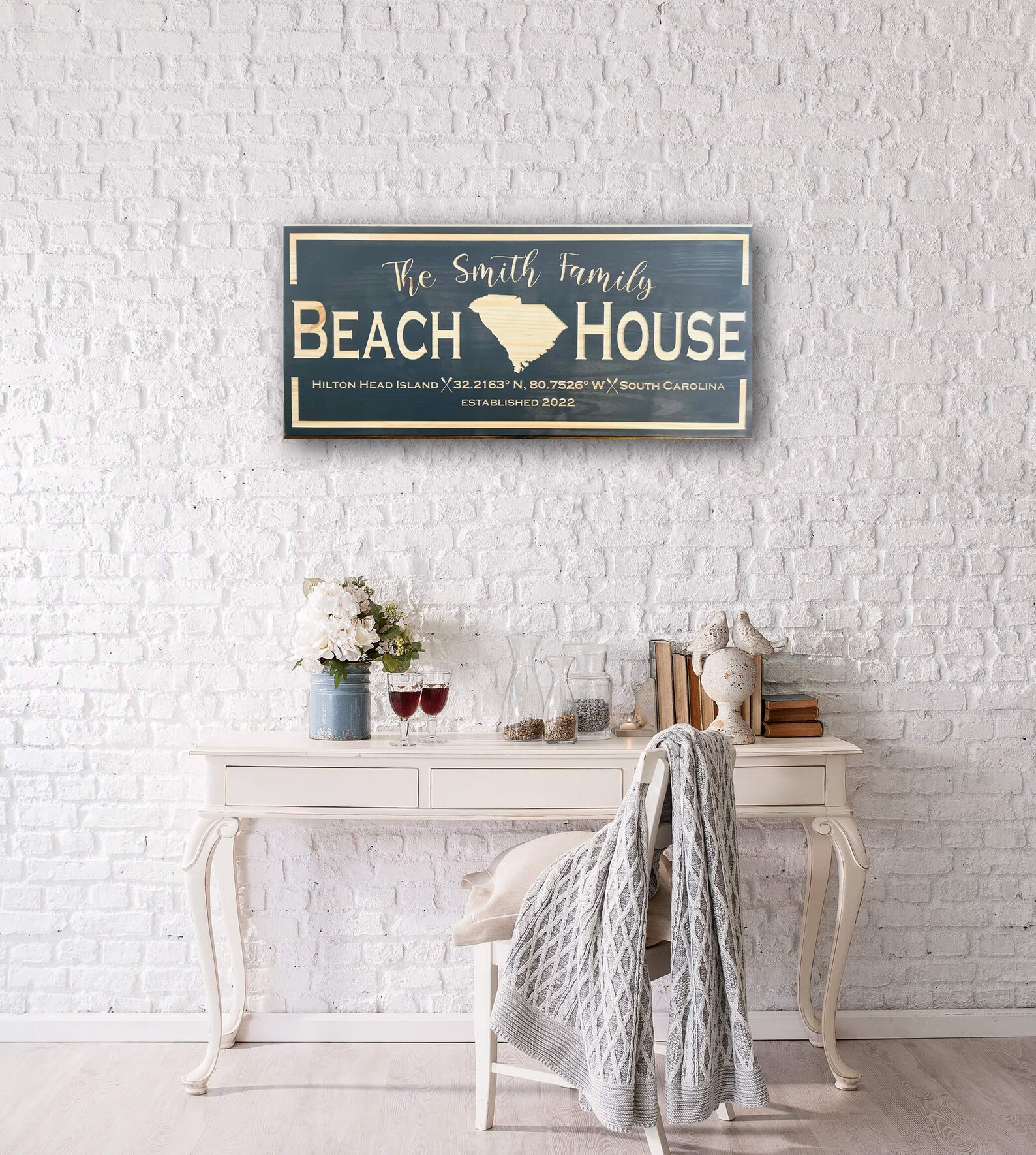 Personalized Beach House Sign – Custom Wooden Wall Art | Coastal ...