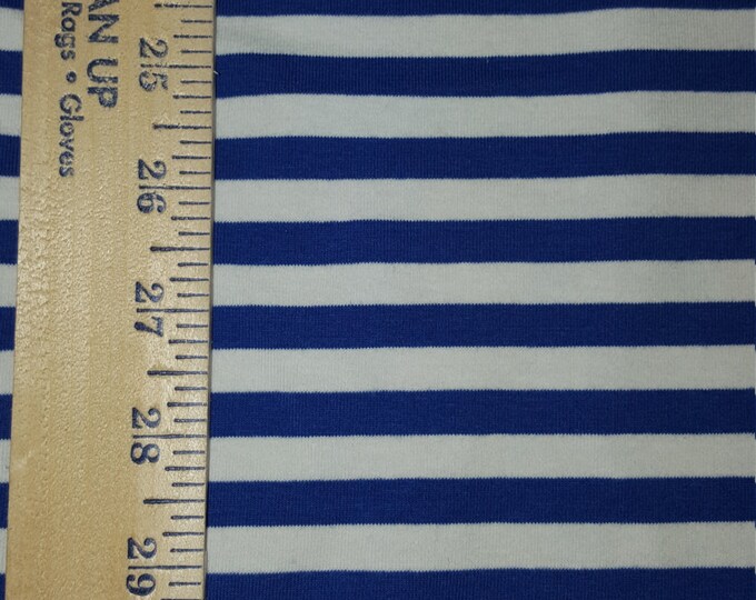 Royal Blue & White 3/8 Cotton Lycra Stripe Knit Fabric - Etsy