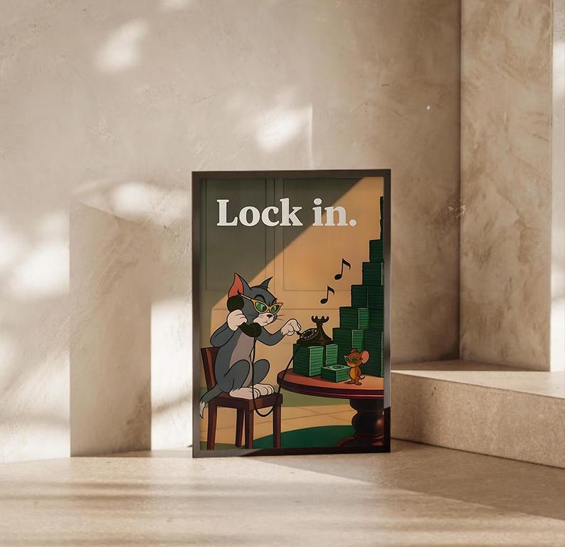 Vintage Vibes Tom and Jerry Lock in Art Print Playful Nostalgia Tom and ...
