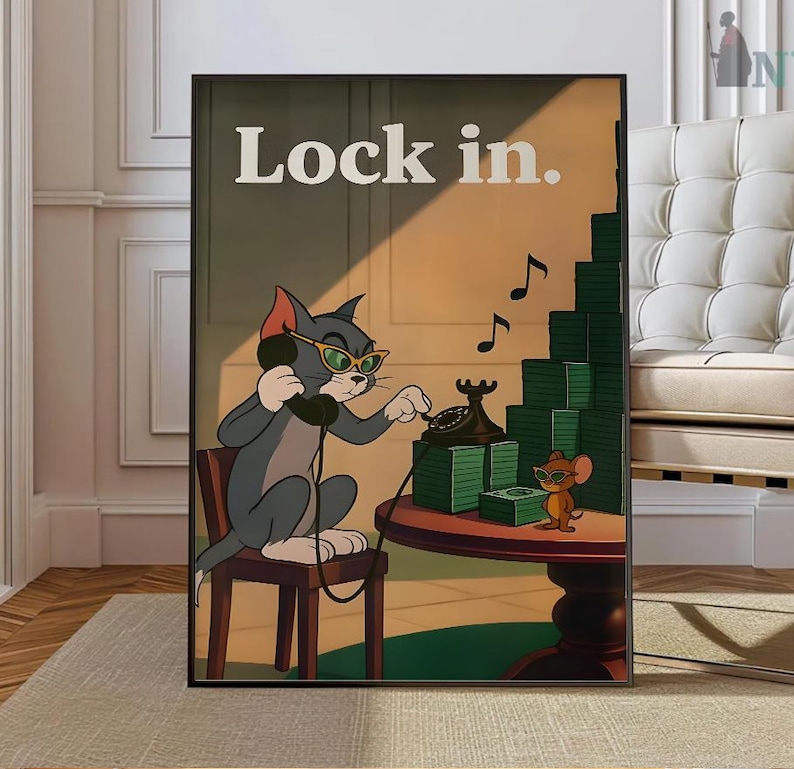 Vintage Vibes Tom and Jerry Lock in Art Print Playful Nostalgia Tom and ...