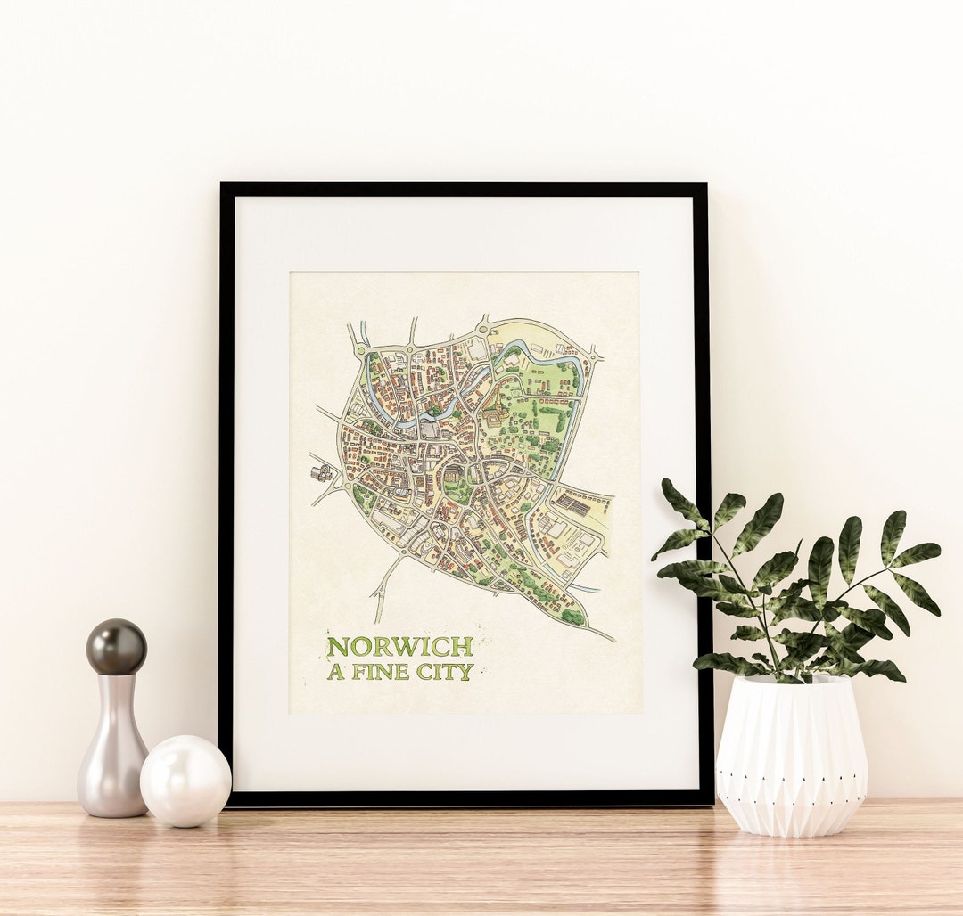 Norwich Watercolour Illustrated Map - Etsy