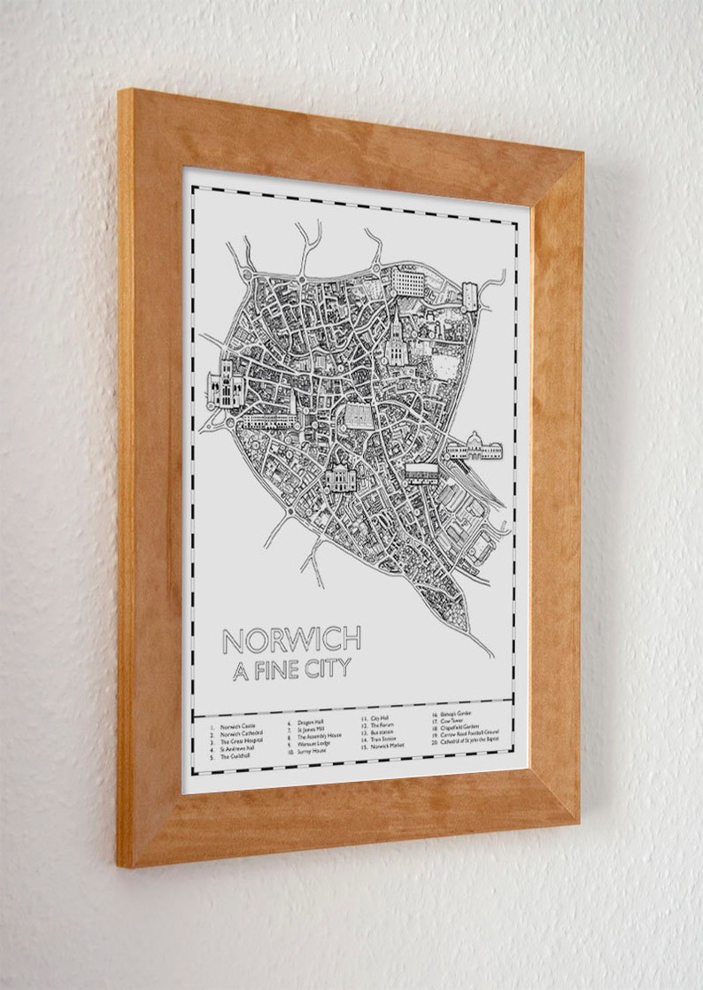 Norwich Illustrated Map A3 Print - Etsy
