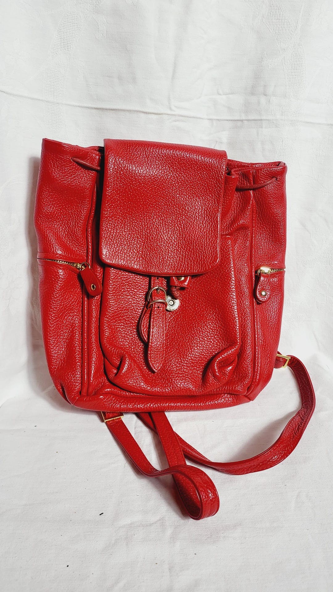 Vintage Early 2000s Bruno Rossi Leather Backpack | Red Italian Leather ...