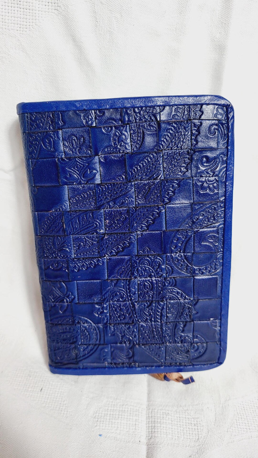 Vintage Blue Leather Journal | Handmade Embossed Buffalo Leather, 2000s ...