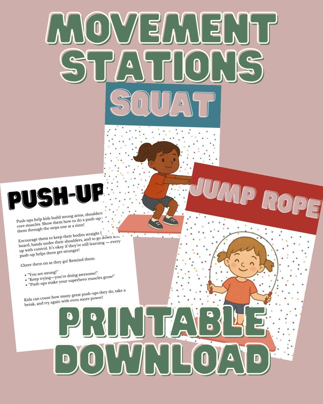 Printable PE Movement Station Posters | Physical Education Activity ...