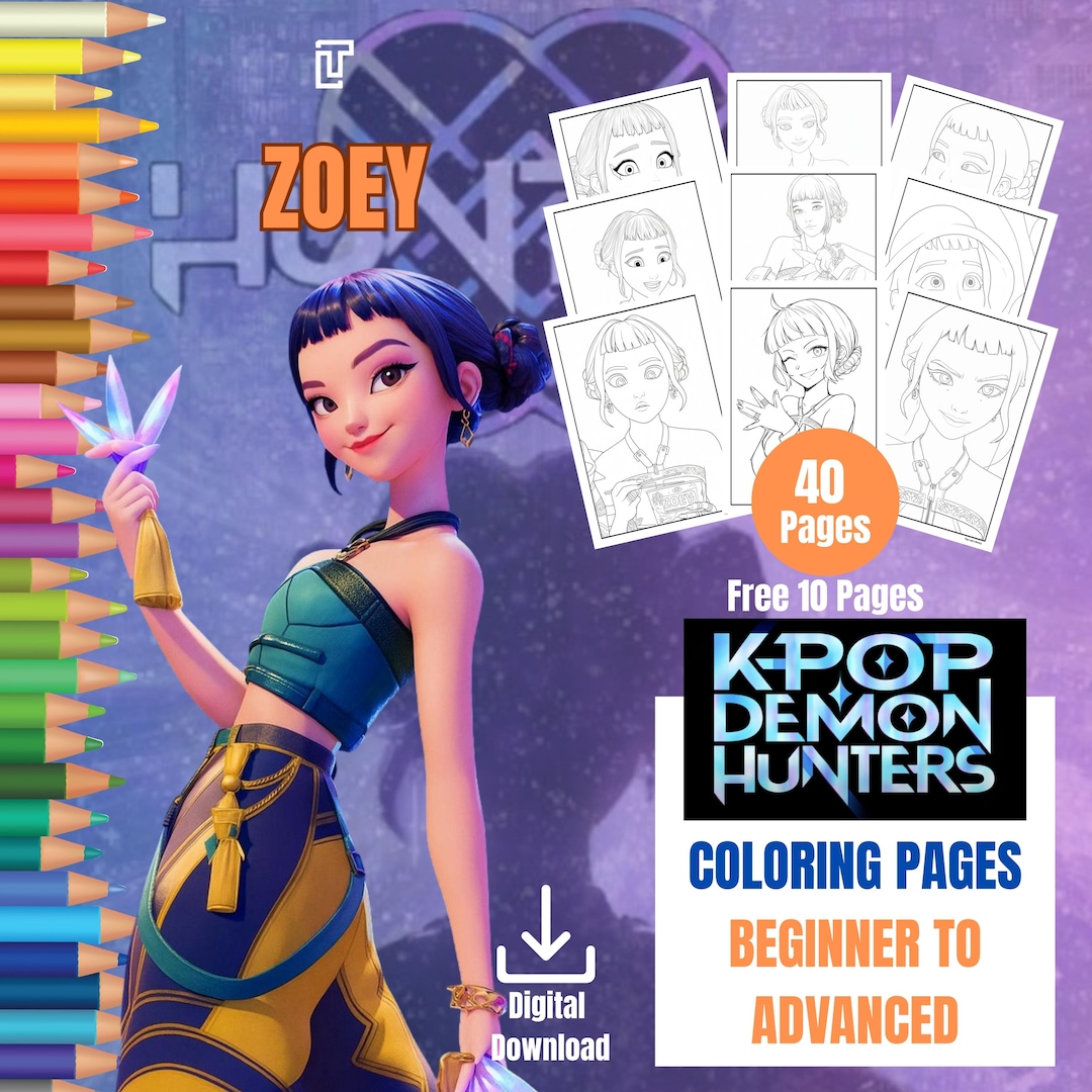 KPOP Demon Hunters Zoey Coloring Page | Instant Digital Download - Etsy