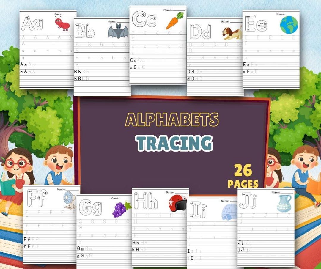 Alphabet Handwriting Tracing Practice Workbook Printable PDF Digital ...
