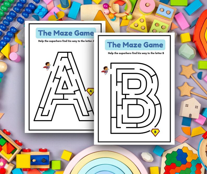 Alphabet Maze Game Printable PDF Kids Activities Learning Worksheets ...