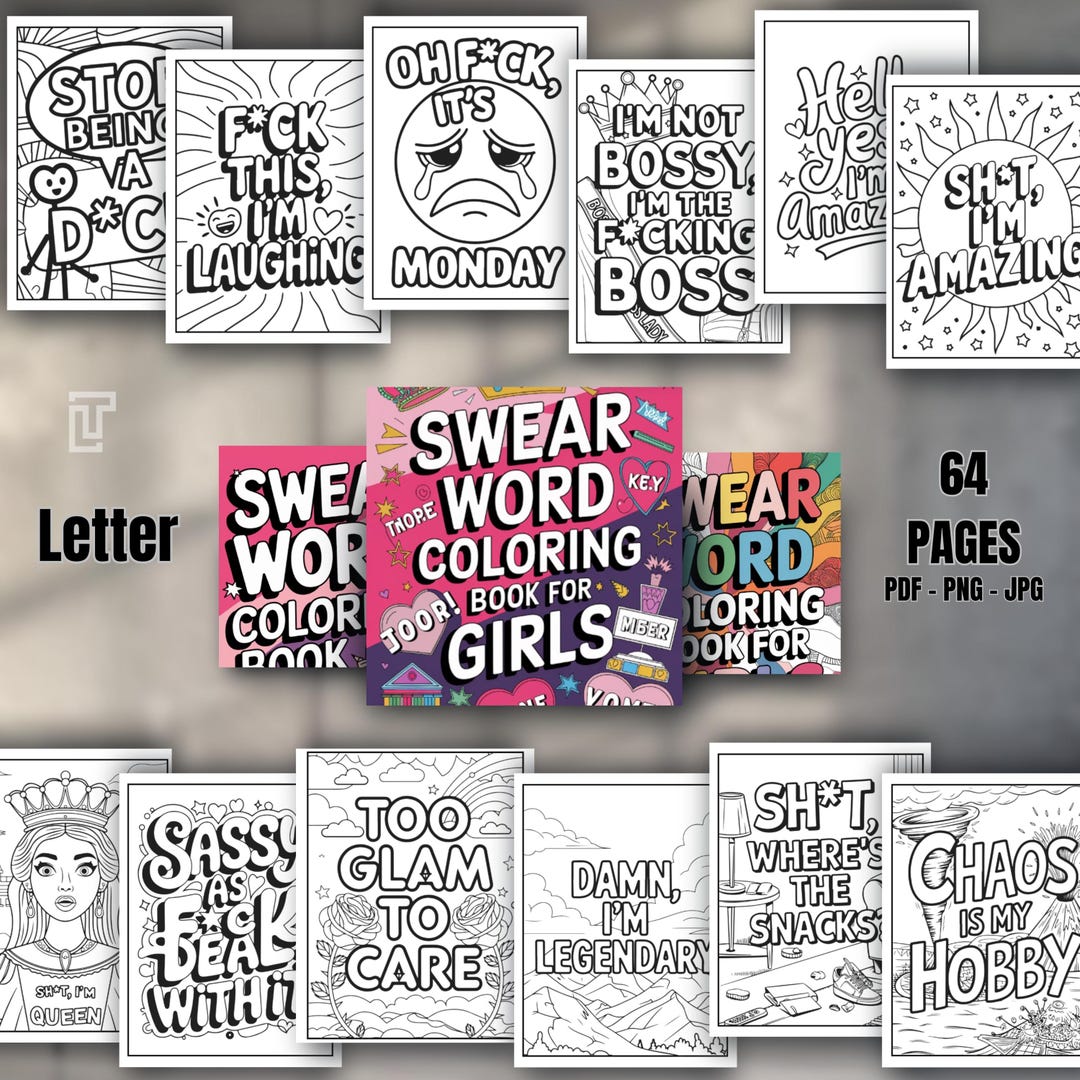64 Swear Words Coloring Pages Only for Adults - Etsy