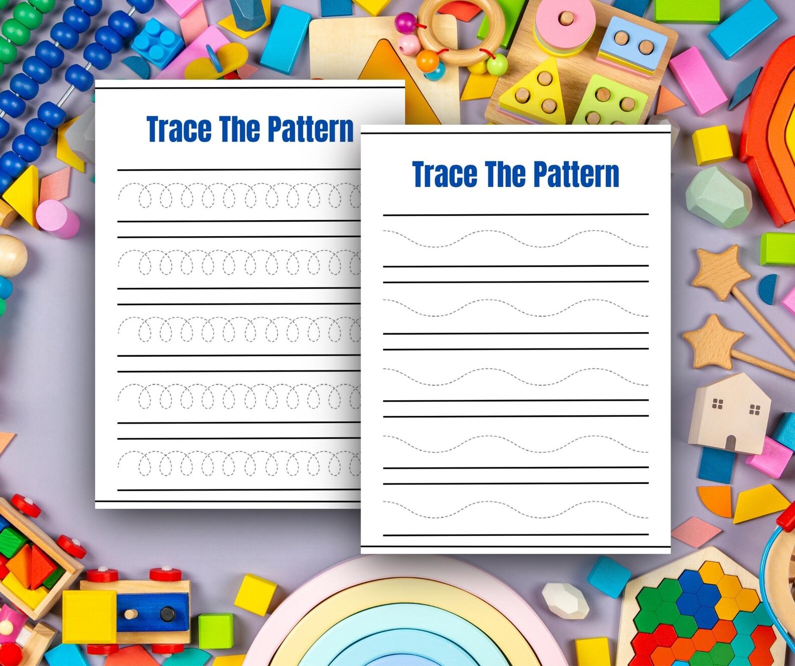 Tracing Patterns Worksheet Printable Activity Pack Digital Download for ...