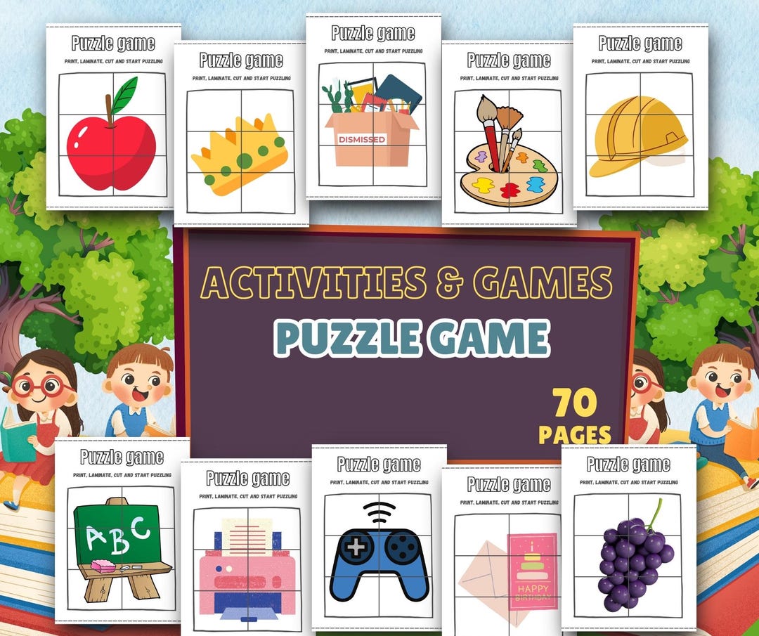 Printable Kids Puzzle Game Pack 70-page Activity Sheets for Preschool ...
