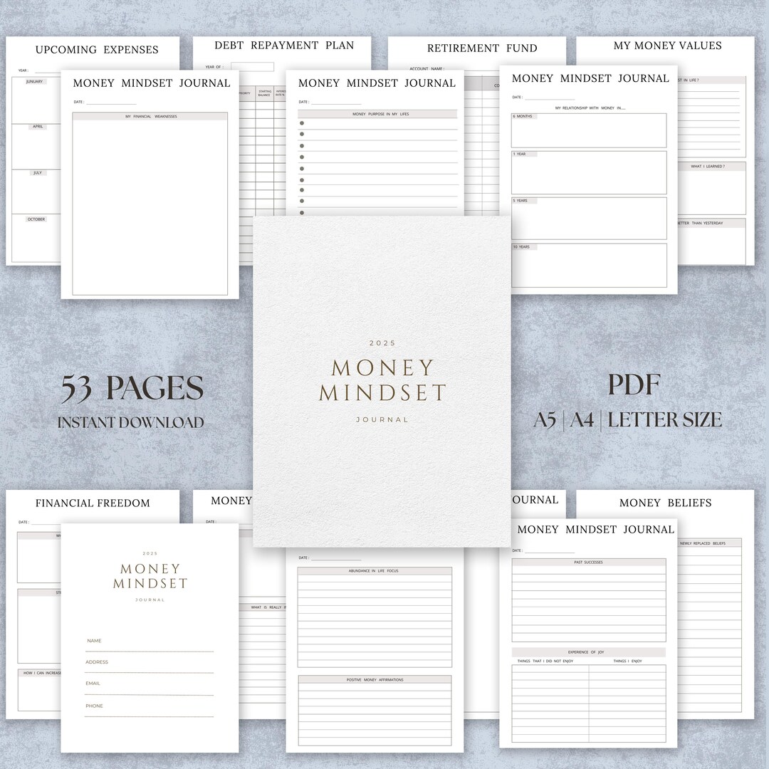 Money Mindset Journal Printable | Budgeting & Financial Goal Book ...