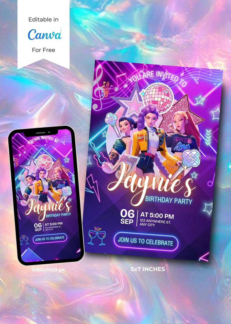 K-pop Demon Hunters Birthday Invitation - Etsy UK