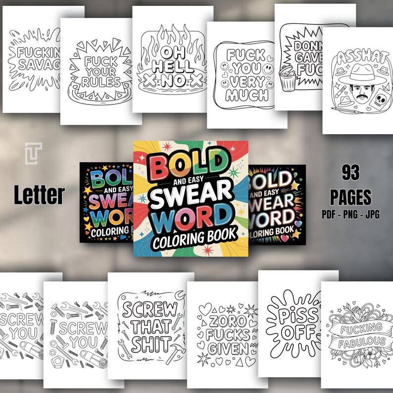 93 Swear Words Coloring Pages Only for Adults - Etsy