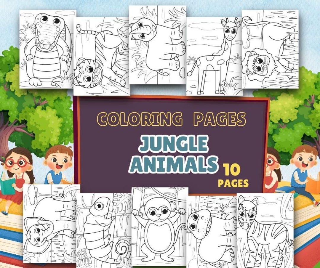 Jungle Animals Printable Coloring Pages for Kids, Toddlers ...