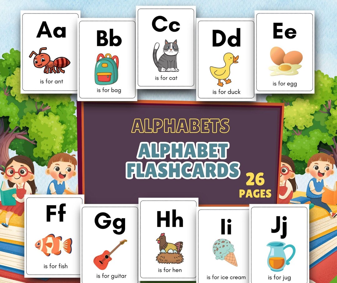 Alphabet Flashcards Digital Download Printable PDF for Kids Toddlers ...