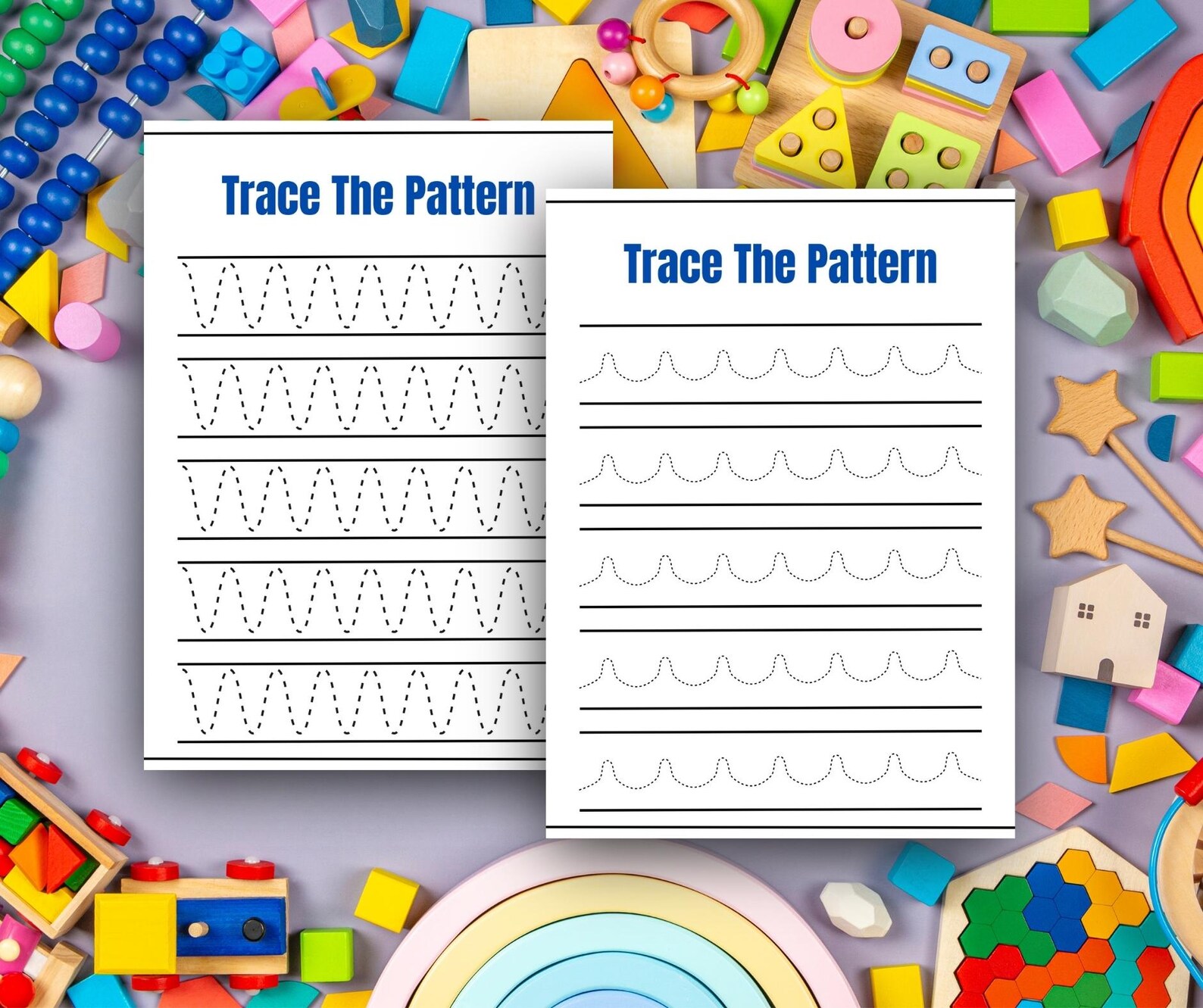 Tracing Patterns Worksheet Printable Activity Pack Digital Download for ...