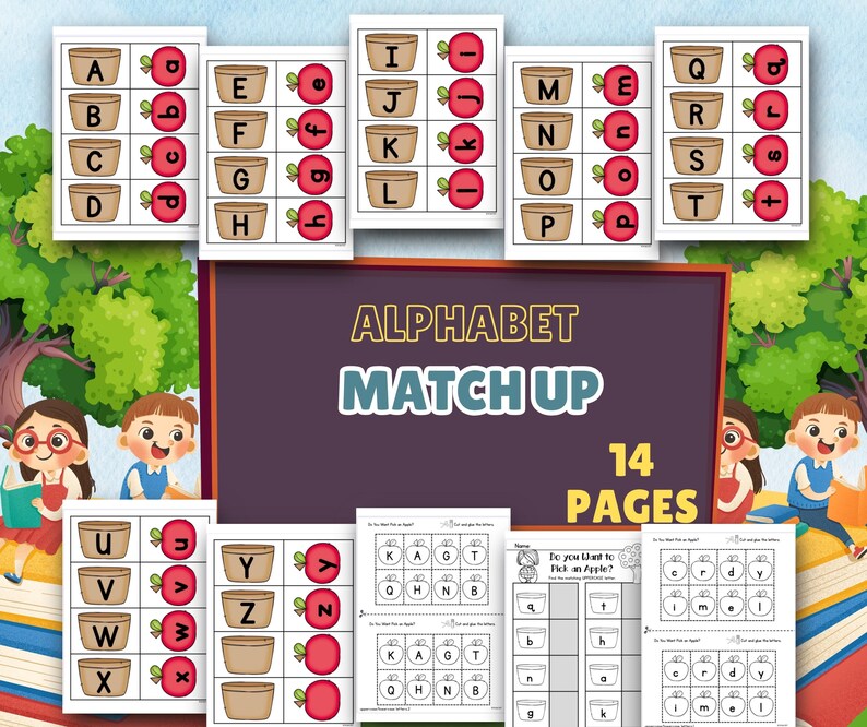 Alphabet Match up Printable Alphabets for Kids, Toddlers, Preschoolers ...