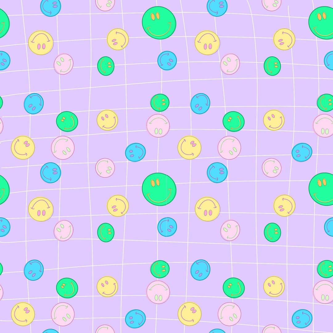 Retro Wavy Smiley Face Seamless Pattern - Groovy Digital Download in ...