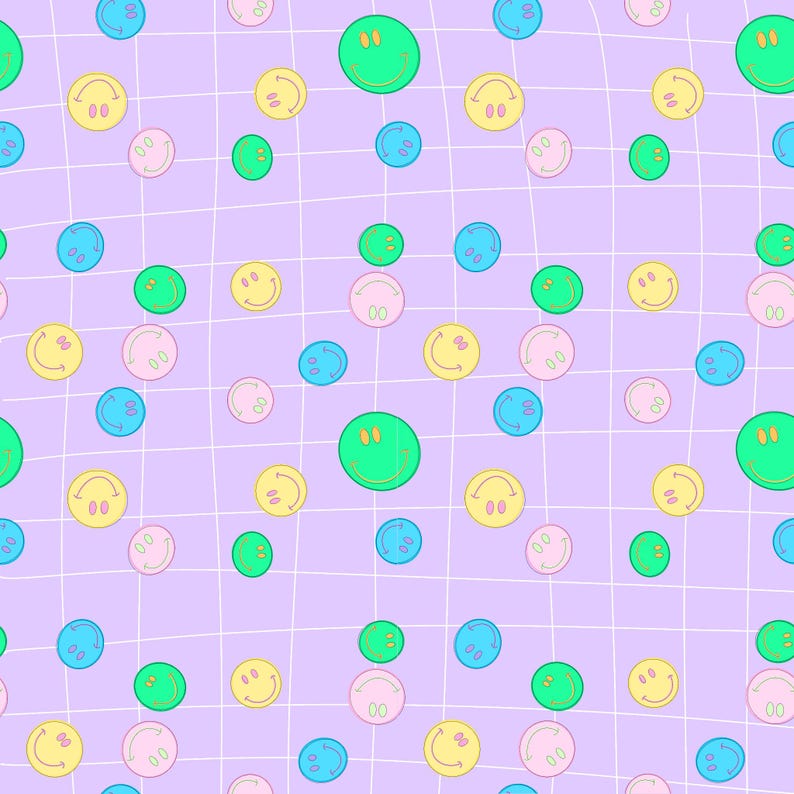 Retro Wavy Smiley Face Seamless Pattern - Groovy Digital Download in ...