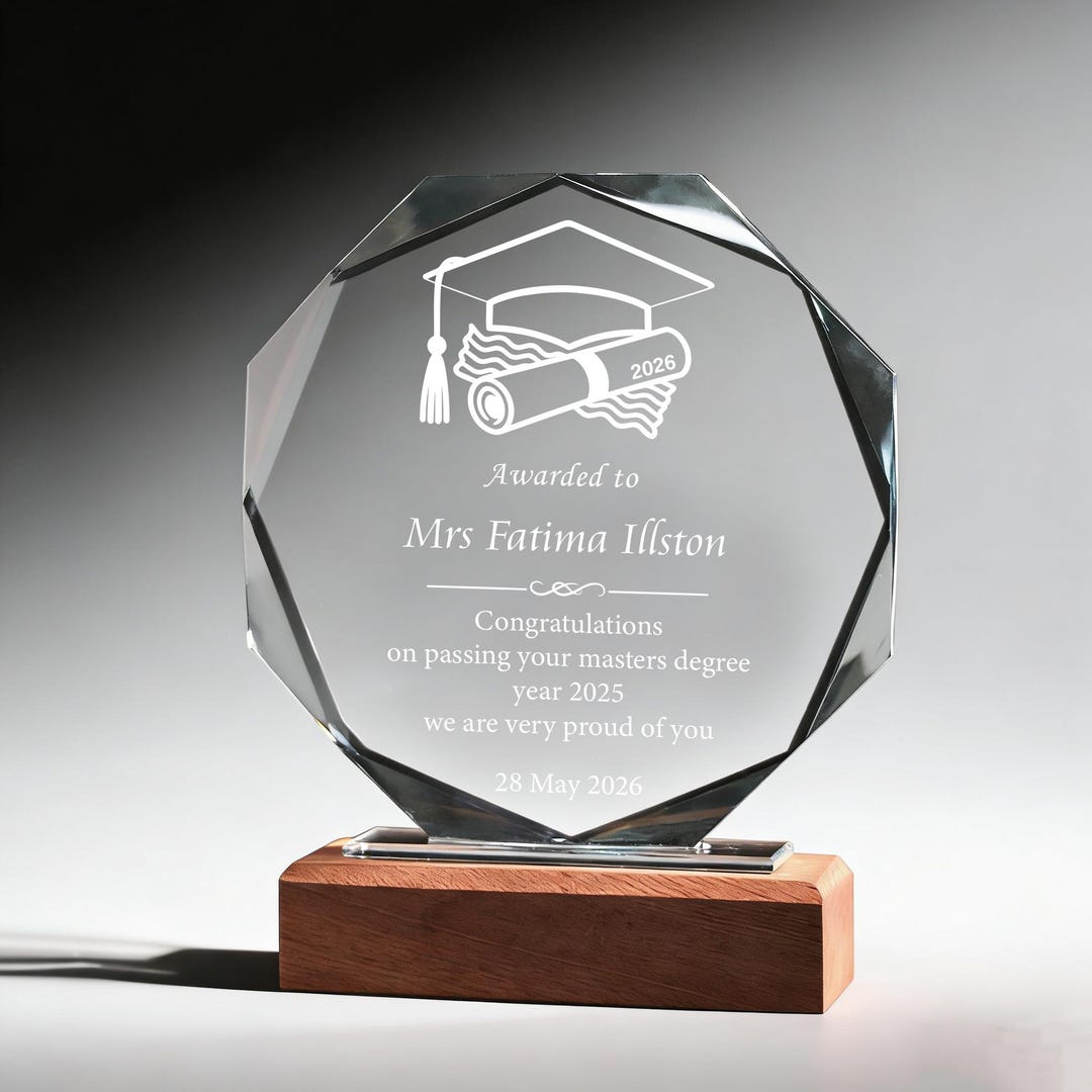 Custom Graduation Crystal Awards, Can Add School Logo, Master's Degree ...