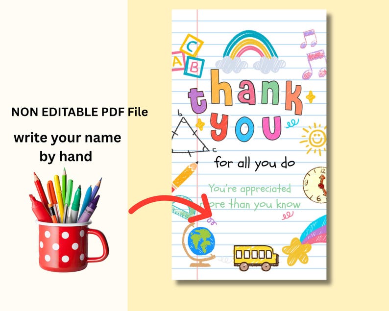 Editable Teacher Gift Tag Template School Supplies Design Thank You Tag ...