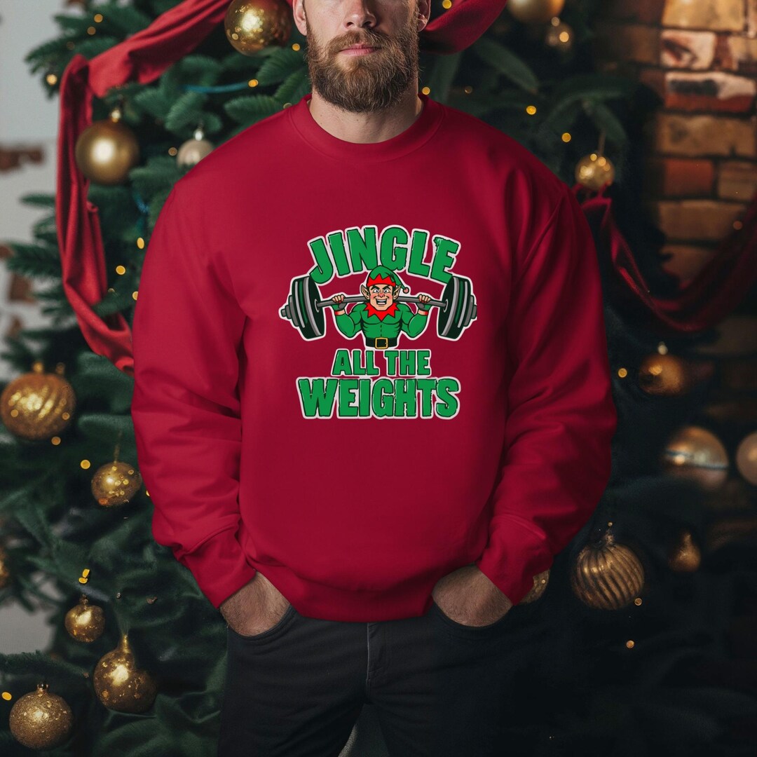 Christmas Elf Weightlifting Sweatshirt, Holiday Fitness Top, Gym ...