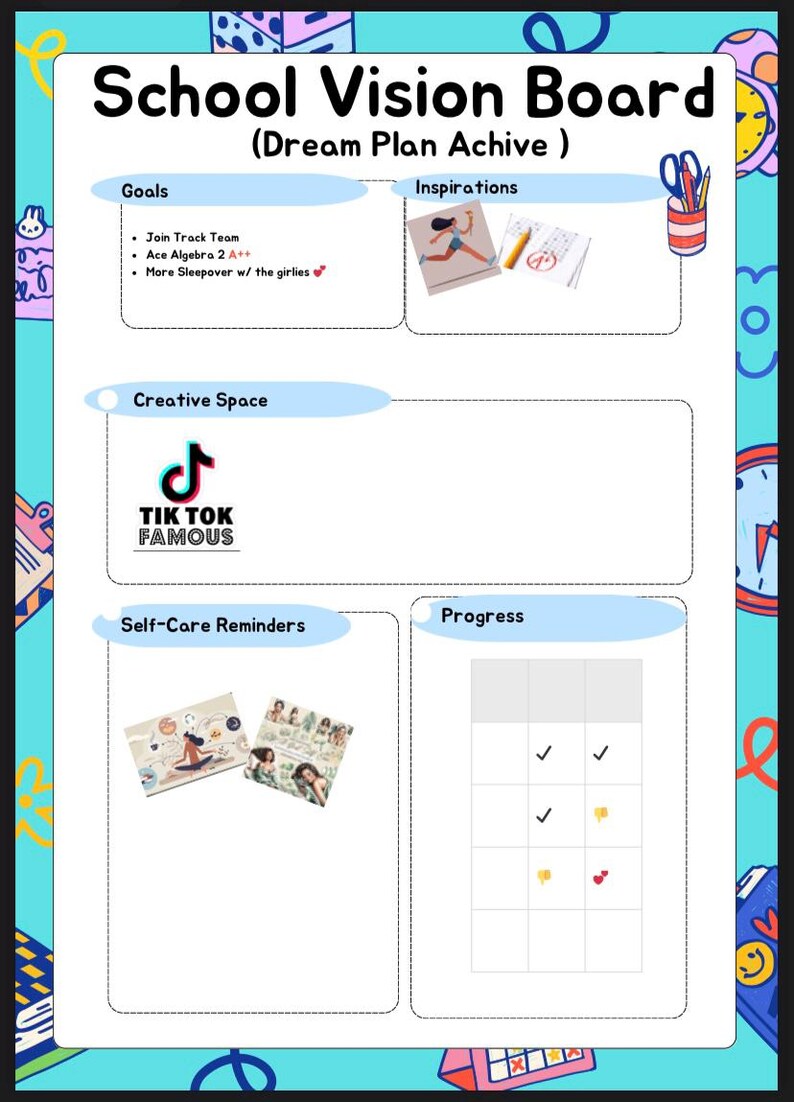 Colorful Back to School Vision Board 2025-2026 Inspirational Goal ...